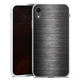 DeinDesign iPhone Xr Handy Silikon H&uuml;lle Case wei&szlig; Handyh&uuml;lle Anthracite Metallic Look Metal Silikon Case