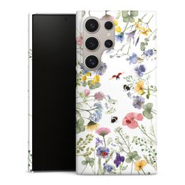 DeinDesign Galaxy S24 Ultra Handy Premium Case Smartphone Handyh&uuml;lle Schutzh&uuml;lle gl&auml;nzend Flowers Bee Muster Premium Case