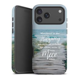 DeinDesign iPhone 17 Pro Max Handy Panzer Handyh&uuml;lle robuste Outdoor H&uuml;lle Schutzh&uuml;lle matt Statement Beach Spruch Tough Case