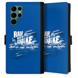 DeinDesign Galaxy S22 Ultra Handy Klapph&uuml;lle Handyh&uuml;lle aus Kunst Leder schwarz Flip Case Official Licensed Product Ascent Fc Schalke 04 Sideflip mit langer 