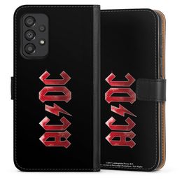 DeinDesign Galaxy A33 5G Handy Klapph&uuml;lle Handyh&uuml;lle aus Kunst Leder schwarz Flip Case Logo Merchandise Acdc Sideflip mit langer Lasche