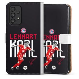 DeinDesign Galaxy A33 5G Handy Klapph&uuml;lle Handyh&uuml;lle aus Kunst Leder wei&szlig; Flip Case Fcb Lennart Karl Official Licensed Product Sideflip mit Lasche
