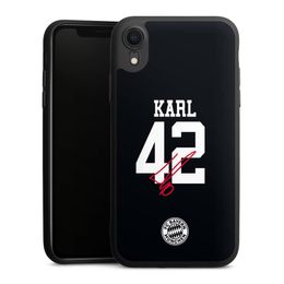 DeinDesign iPhone Xr Handy Premium Silikon H&uuml;lle Handyh&uuml;lle schwarz Case Merchandise Fc Bayern M&uuml;nchen Lennart Karl Silikon Premium Case