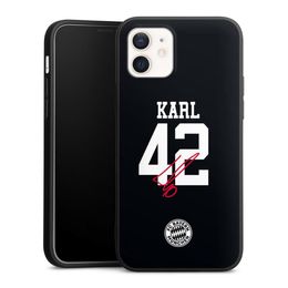 DeinDesign iPhone 12 Handy Premium Silikon H&uuml;lle Handyh&uuml;lle schwarz Case Merchandise Fc Bayern M&uuml;nchen Lennart Karl Silikon Premium Case