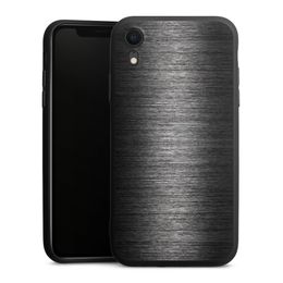 DeinDesign iPhone Xr Handy Premium Silikon H&uuml;lle Handyh&uuml;lle schwarz Case Anthracite Metallic Look Metal Silikon Premium Case