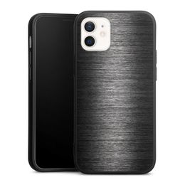 DeinDesign iPhone 12 mini Handy Premium Silikon H&uuml;lle Handyh&uuml;lle schwarz Case Anthracite Metallic Look Metal Silikon Premium Case