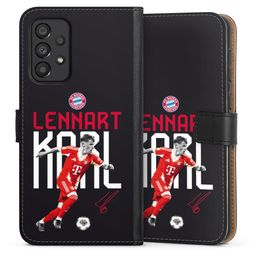 DeinDesign Galaxy A33 5G Handy Klapph&uuml;lle Handyh&uuml;lle aus Kunst Leder schwarz Flip Case Fcb Lennart Karl Official Licensed Product Sideflip mit langer Lasche