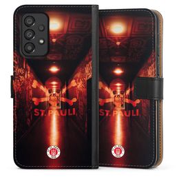 DeinDesign Galaxy A33 5G Handy Klapph&uuml;lle Handyh&uuml;lle aus Kunst Leder schwarz Flip Case Official Licensed Product Fc St. Pauli Sideflip mit langer Lasche