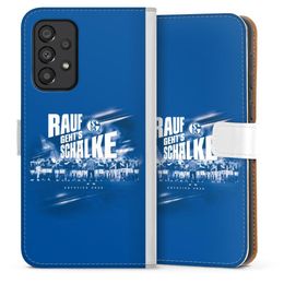 DeinDesign Galaxy A33 5G Handy Klapph&uuml;lle Handyh&uuml;lle aus Kunst Leder wei&szlig; Flip Case Official Licensed Product Ascent Fc Schalke 04 Sideflip mit Lasche
