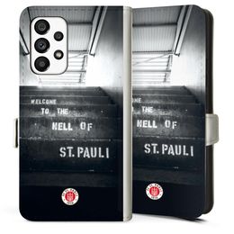 DeinDesign Galaxy A53 5G Handy Klapph&uuml;lle Handyh&uuml;lle aus Kunst Leder wei&szlig; Flip Case Merchandise Official Licensed Product Fc St. Pauli Sideflip mit Lasche