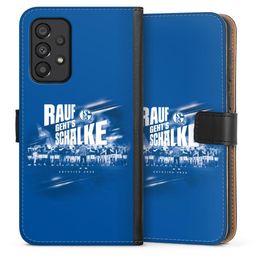 DeinDesign Galaxy A33 5G Handy Klapph&uuml;lle Handyh&uuml;lle aus Kunst Leder schwarz Flip Case Official Licensed Product Ascent Fc Schalke 04 Sideflip mit langer Lasche