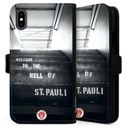 DeinDesign iPhone X Handy Klapph&uuml;lle Handyh&uuml;lle aus Kunst Leder schwarz Flip Case Fc St. Pauli Official Licensed Product Merchandise Sideflip mit langer Lasche