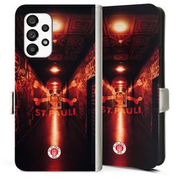DeinDesign Galaxy A53 5G Handy Klapph&uuml;lle Handyh&uuml;lle aus Kunst Leder wei&szlig; Flip Case Official Licensed Product Fc St. Pauli Sideflip mit Lasche