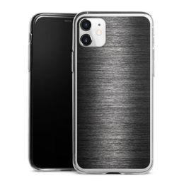 DeinDesign iPhone 11 Handy Slim Case Silikon Handyh&uuml;lle transparent H&uuml;lle extra d&uuml;nn Anthracite Metallic Look Metal Silikon Slim Case