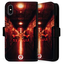 DeinDesign iPhone X Handy Klapph&uuml;lle Handyh&uuml;lle aus Kunst Leder schwarz Flip Case Fc St. Pauli Official Licensed Product Sideflip mit langer Lasche