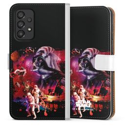 DeinDesign Galaxy A33 5G Handy Klapph&uuml;lle Handyh&uuml;lle aus Kunst Leder wei&szlig; Flip Case Merchandise Star Wars Darth Vader Sideflip mit Lasche