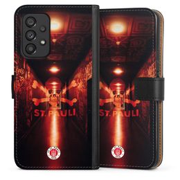 DeinDesign Galaxy A53 5G Handy Klapph&uuml;lle Handyh&uuml;lle aus Kunst Leder schwarz Flip Case Official Licensed Product Fc St. Pauli Sideflip mit langer Lasche