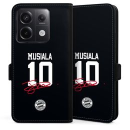 DeinDesign Xiaomi Redmi Note 13 Pro 5G Handy Klapph&uuml;lle Handyh&uuml;lle aus Kunst Leder schwarz Flip Case Jamal Musiala Fcb Fc Bayern M&uuml;nchen Sideflip mit Lasche