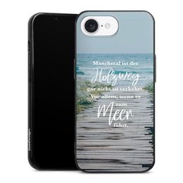 DeinDesign iPhone 16e Handy Silikon H&uuml;lle Case schwarz Handyh&uuml;lle Statement Beach Spruch