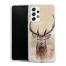 DeinDesign Galaxy A33 5G Handy Silikon H&uuml;lle Case wei&szlig; Handyh&uuml;lle Deer Reindeer Animal Look Silikon Case