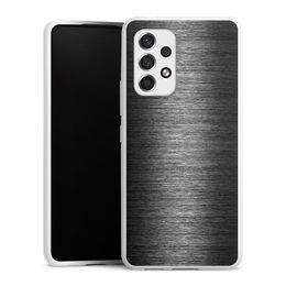 DeinDesign Galaxy A53 5G Handy Silikon H&uuml;lle Case wei&szlig; Handyh&uuml;lle Metal Metallic Look Anthracite Silikon Case