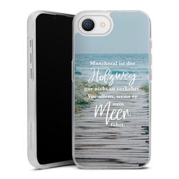 DeinDesign iPhone 16e Handy Silikon H&uuml;lle Case transparent Handyh&uuml;lle Statement Beach Spruch Silikon Case