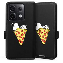 DeinDesign Xiaomi Redmi Note 13 Pro 5G Handy Klapph&uuml;lle Handyh&uuml;lle aus Kunst Leder schwarz Flip Case Peanuts Pizza Snoopy Sideflip mit Lasche