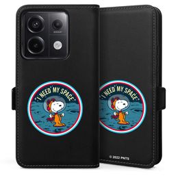 DeinDesign Xiaomi Redmi Note 13 Pro 5G Handy Klapph&uuml;lle Handyh&uuml;lle aus Kunst Leder schwarz Flip Case Peanuts Weltall Snoopy Sideflip mit Lasche
