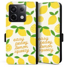DeinDesign Xiaomi Redmi Note 13 Pro 5G Handy Klapph&uuml;lle Handyh&uuml;lle aus Kunst Leder schwarz Flip Case Spruch Statement Lemon Sideflip mit Lasche
