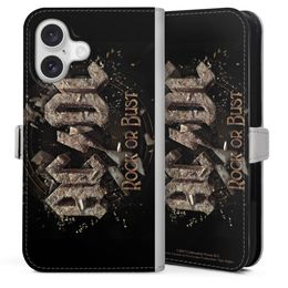 DeinDesign iPhone 16 Handy Klapph&uuml;lle Handyh&uuml;lle aus Kunst Leder wei&szlig; Flip Case Rock Or Bust Official Licensed Product Acdc Sideflip mit Lasche