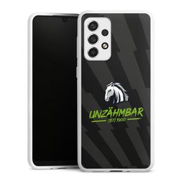 DeinDesign Galaxy A33 5G Handy Silikon H&uuml;lle Case wei&szlig; Handyh&uuml;lle Horse Official Licensed Product Borussia M&ouml;nchengladbach Silikon Case