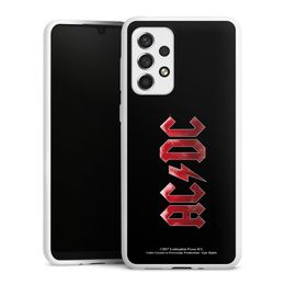 DeinDesign Galaxy A33 5G Handy Silikon H&uuml;lle Case wei&szlig; Handyh&uuml;lle Logo Merchandise Acdc Silikon Case