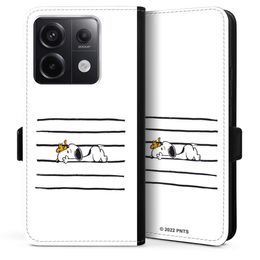 DeinDesign Xiaomi Redmi Note 13 Pro 5G Handy Klapph&uuml;lle Handyh&uuml;lle aus Kunst Leder schwarz Flip Case Snoopy Dog Peanuts Sideflip mit Lasche