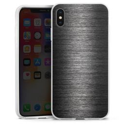DeinDesign iPhone Xs Max Handy Silikon H&uuml;lle Case transparent Handyh&uuml;lle Anthracite Metallic Look Metal Silikon Case