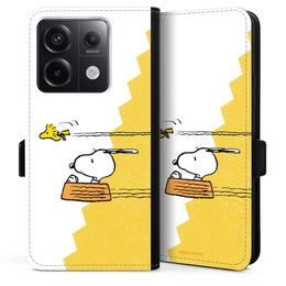 DeinDesign Xiaomi Redmi Note 13 Pro 5G Handy Klapph&uuml;lle Handyh&uuml;lle aus Kunst Leder schwarz Flip Case Snoopy Peanuts Children Sideflip mit Lasche