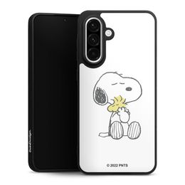 DeinDesign Galaxy A56 5G Handy Premium Silikon H&uuml;lle Handyh&uuml;lle schwarz Case Snoopy Love Peanuts Silikon Premium Case
