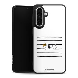 DeinDesign Galaxy A56 5G Handy Premium Silikon H&uuml;lle Handyh&uuml;lle schwarz Case Snoopy Dog Peanuts Silikon Premium Case