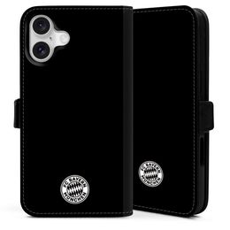 DeinDesign iPhone 16 Plus Handy Klapph&uuml;lle Handyh&uuml;lle aus Kunst Leder schwarz Flip Case Official Licensed Product Fcb Fc Bayern M&uuml;nchen Sideflip mit Lasche