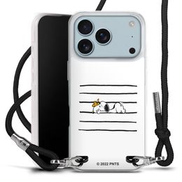 DeinDesign iPhone 17 Pro Handy Carry Case H&uuml;lle mit Band Handykette zum Umh&auml;ngen schwarz Snoopy Dog Peanuts Carry Case