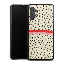 DeinDesign Galaxy A32 5G Handy Silikon H&uuml;lle Case schwarz Handyh&uuml;lle Stripes Kunst Points