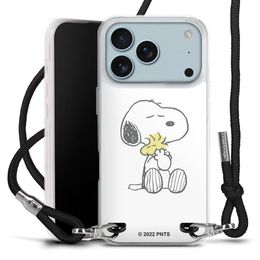 DeinDesign iPhone 17 Pro Handy Carry Case H&uuml;lle mit Band Handykette zum Umh&auml;ngen schwarz Snoopy Love Peanuts Carry Case
