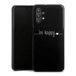 DeinDesign Galaxy A32 5G Handy Silikon H&uuml;lle Case schwarz Handyh&uuml;lle Sayings Happiness Statement