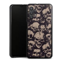 DeinDesign Galaxy A32 5G Handy Silikon H&uuml;lle Case schwarz Handyh&uuml;lle Totenkopf Gothic Halloween