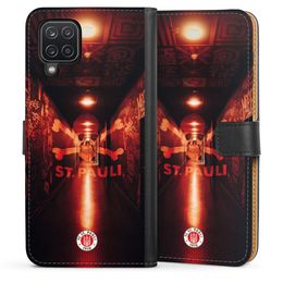 DeinDesign Galaxy A12 Handy Klapph&uuml;lle Handyh&uuml;lle aus Kunst Leder schwarz Flip Case Fc St. Pauli Official Licensed Product Sideflip mit langer Lasche