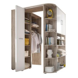 Mid.you Begehbarer, Wei&szlig;, Eiche, Holzwerkstoff, 14 F&auml;cher, 146x198x133 cm, Kinder- & Jugendzimmer, Jugendm&ouml;bel, Jugendkleiderschr&auml;nke