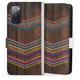 DeinDesign Galaxy S20 FE 5G Handy Klapph&uuml;lle Handyh&uuml;lle aus Kunst Leder wei&szlig; Flip Case Muster Wood Wooden Look Sideflip mit Lasche