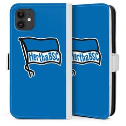 DeinDesign iPhone 11 Handy Klapph&uuml;lle Handyh&uuml;lle aus Kunst Leder wei&szlig; Flip Case Hertha Bsc Official Licensed Product Flag Sideflip mit Lasche