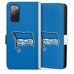 DeinDesign Galaxy S20 FE 5G Handy Klapph&uuml;lle Handyh&uuml;lle aus Kunst Leder wei&szlig; Flip Case Official Licensed Product Flag Hertha Bsc Sideflip mit Lasche