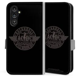 DeinDesign Galaxy A54 5G Handy Klapph&uuml;lle Handyh&uuml;lle aus Kunst Leder wei&szlig; Flip Case Rock Acdc Merchandise Sideflip mit Lasche