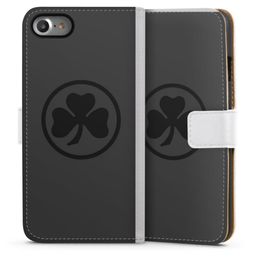 DeinDesign iPhone SE (2022) Handy Klapph&uuml;lle Handyh&uuml;lle aus Kunst Leder wei&szlig; Flip Case Official Licensed Product Spvgg Greuther F&uuml;rth Clover Sideflip mit Lasche